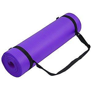 Fitvids All Purpose 1/2-Inch Extra Thick High Density Anti-Tear Exercise Yoga Mat with Carrying Strap, Purple