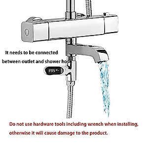 Shower Water Thermometer, LED Digital Display 0~100℃ Baby Bath Water Thermometer Celsius/Fahrenheit Display rotatable Screen for Home Kitchen Bathroom (Silver)