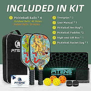 Pickleball Paddles, USAPA Approved Fiberglass Surface Pickleball Set with Pickleball Rackets, Pickle Ball Paddle Set ​for Men Women