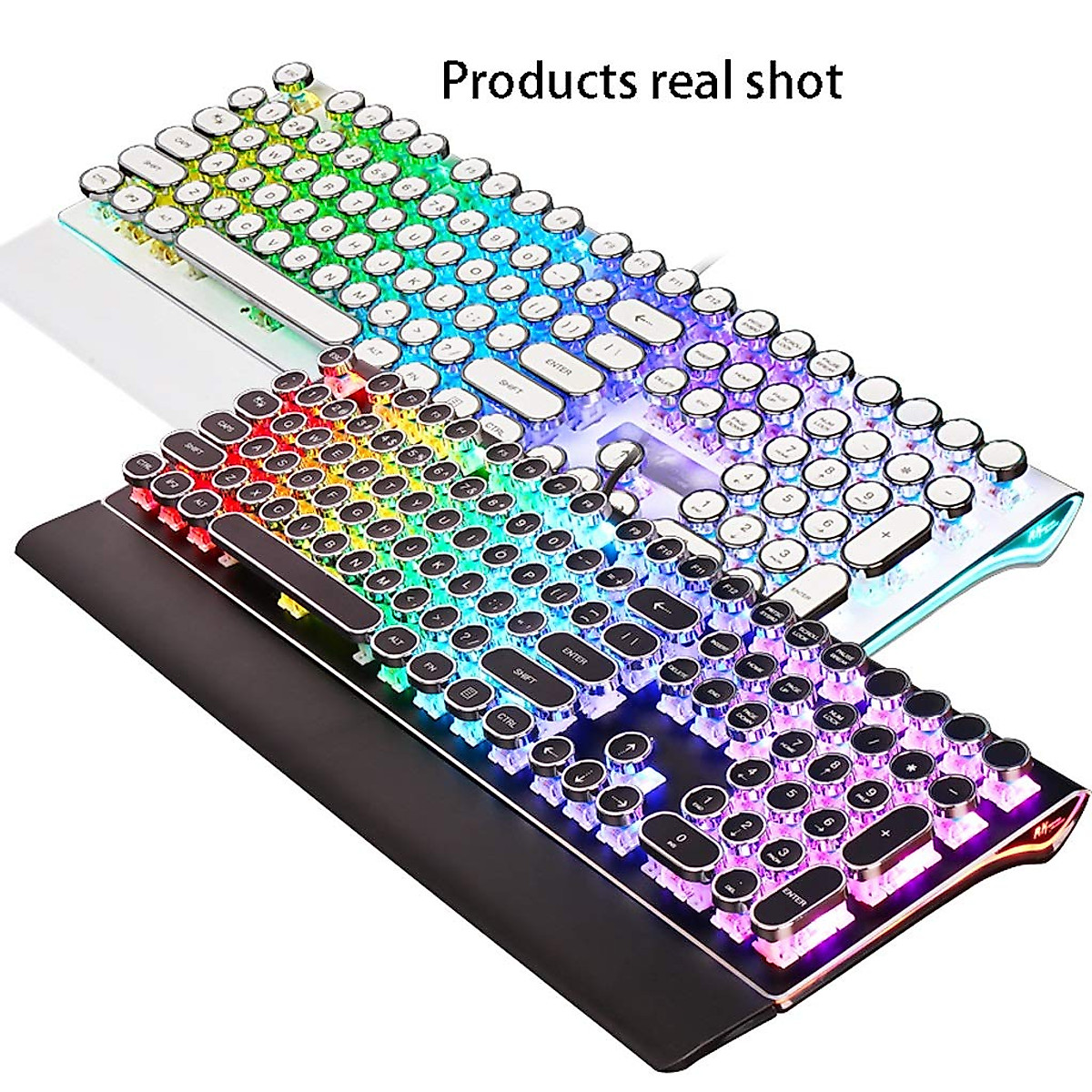 ARCH Wired Gaming Keyboard with Detachable Wrist Rest 108 Keys Mechanical Keyboard and Mouse Combo for Windows, iOS, Android, Computer Desktop PC Laptop (Color : C, Size : Black Shaft)