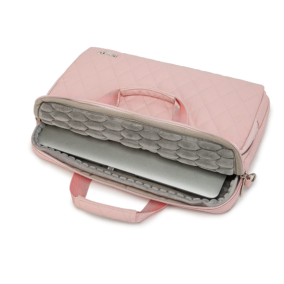 Kinmac 360 Degree Laptop Bag Full Cushioned Laptop Shoulder Bag For MacBook Air Pro 13 inch MacBook 14 inch and 13 inch-14 inch Laptop (Pink)