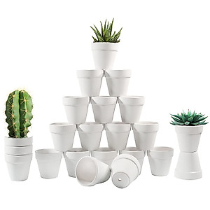 Sderoq 3.14 Inch Terracotta Pots - 22Pack Clay Flower Pots with Drainage Hole, Succulent Nursery Pot/Cactus Plant Pot. Great for Plants, Crafts, Wedding Favorn, DIY Production (White)