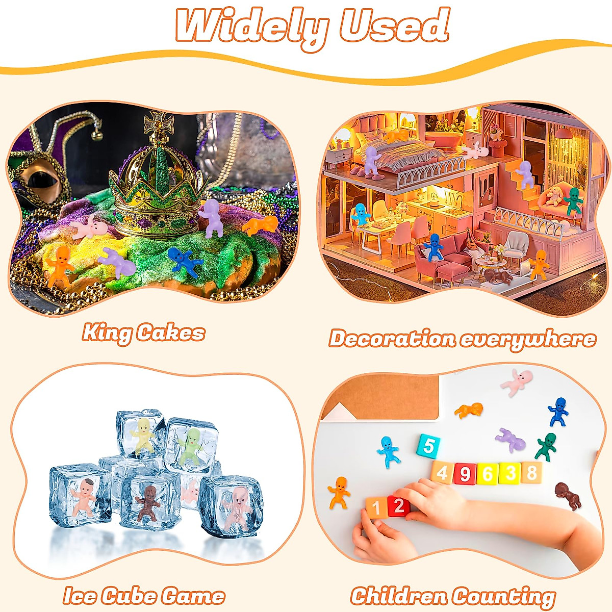 ZYFLSQ 120 Mini Plastic Babies, 12 Colors Tiny Plastic Babies Figurines 1 Inch Mardi Gras King Cake Babies Bulk, Fun Tiny Babies for King Cake & Ice Cubes Baby Shower Game