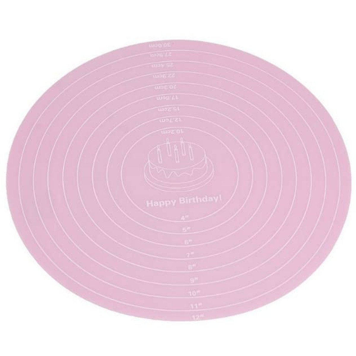 2PCS Silicone Baking Mat with Measurements, Non‑Stick Round Silicone Dough Rolling Mat Baking Pastry Pad Sheet Liner for Cake Turntable Stand (Pink and Blue)