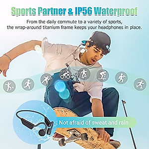 NUTRIG Bone Conduction Headphones, Open Ear Headphones Bluetooth 5.3 Wireless Headset with Mic, Sweat Resistant Earphones for Sports, Driving, Workouts