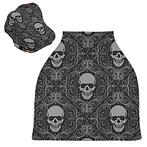 Nursing Cover Breastfeeding Scarf Skull Pattern- Baby Car Seat Covers, Stroller Cover, Carseat Canopy (m)