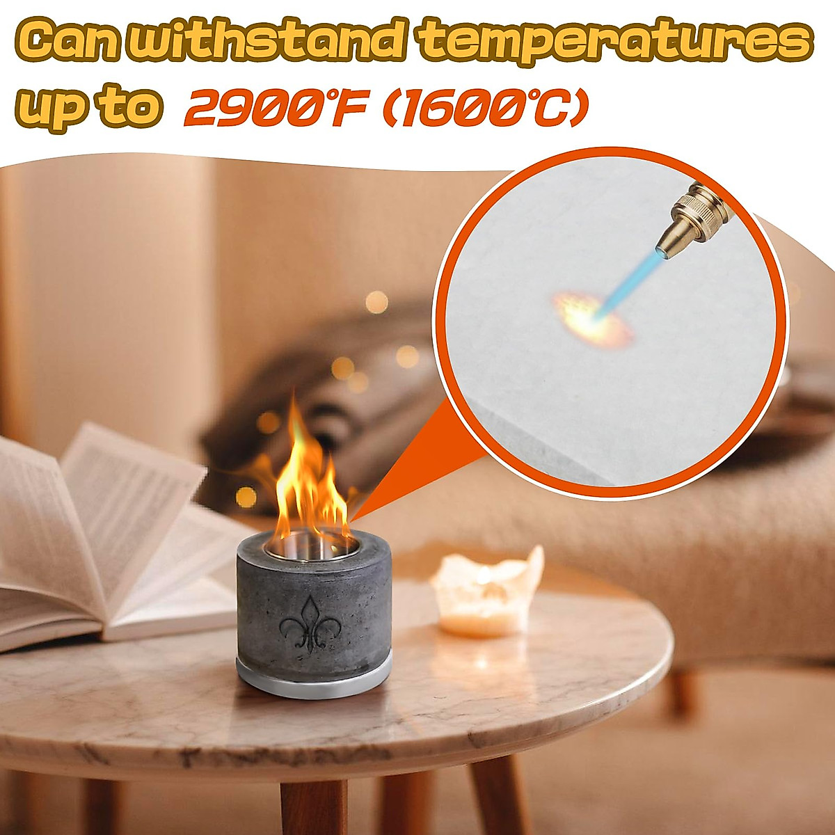 MADHOLLY Ceramic Wool for Portable Tabletop Firepit to Extend Burn Time- Premium Ceramic Wool Wick Sponge Ceramic Fiber Insulation for Bioethanol Fireplaces, 5Pack