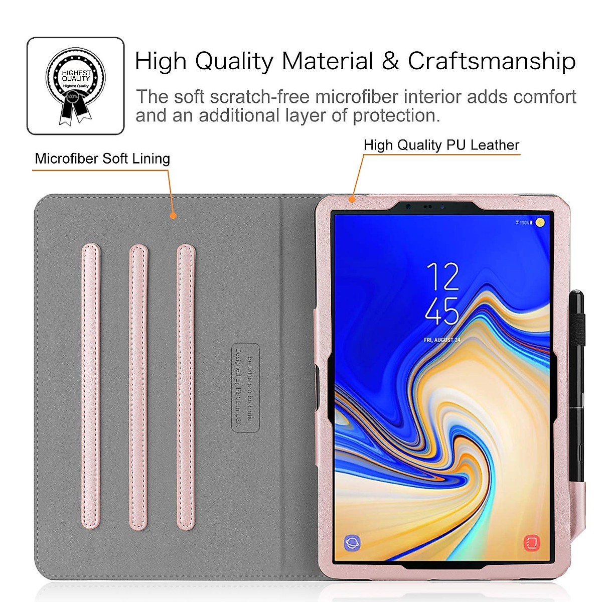 Fintie Case for Samsung Galaxy Tab S4 10.5 2018 Model SM-T830/T835/T837, Multi-Angle Viewing Stand Cover with S Pen Protective Holder Auto Sleep/Wake Feature, Rose Gold