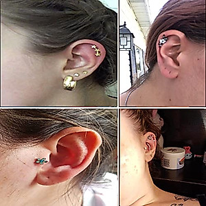 EVISPOL 7Pairs Cartilage Earring, Conch Piercing Jewelry Tragus Piercing Jewelry Helix Piercing Jewelry Daith Piercing Jewelry Rook Piercing Jewelry for Women Men-7Pairs-Gold2