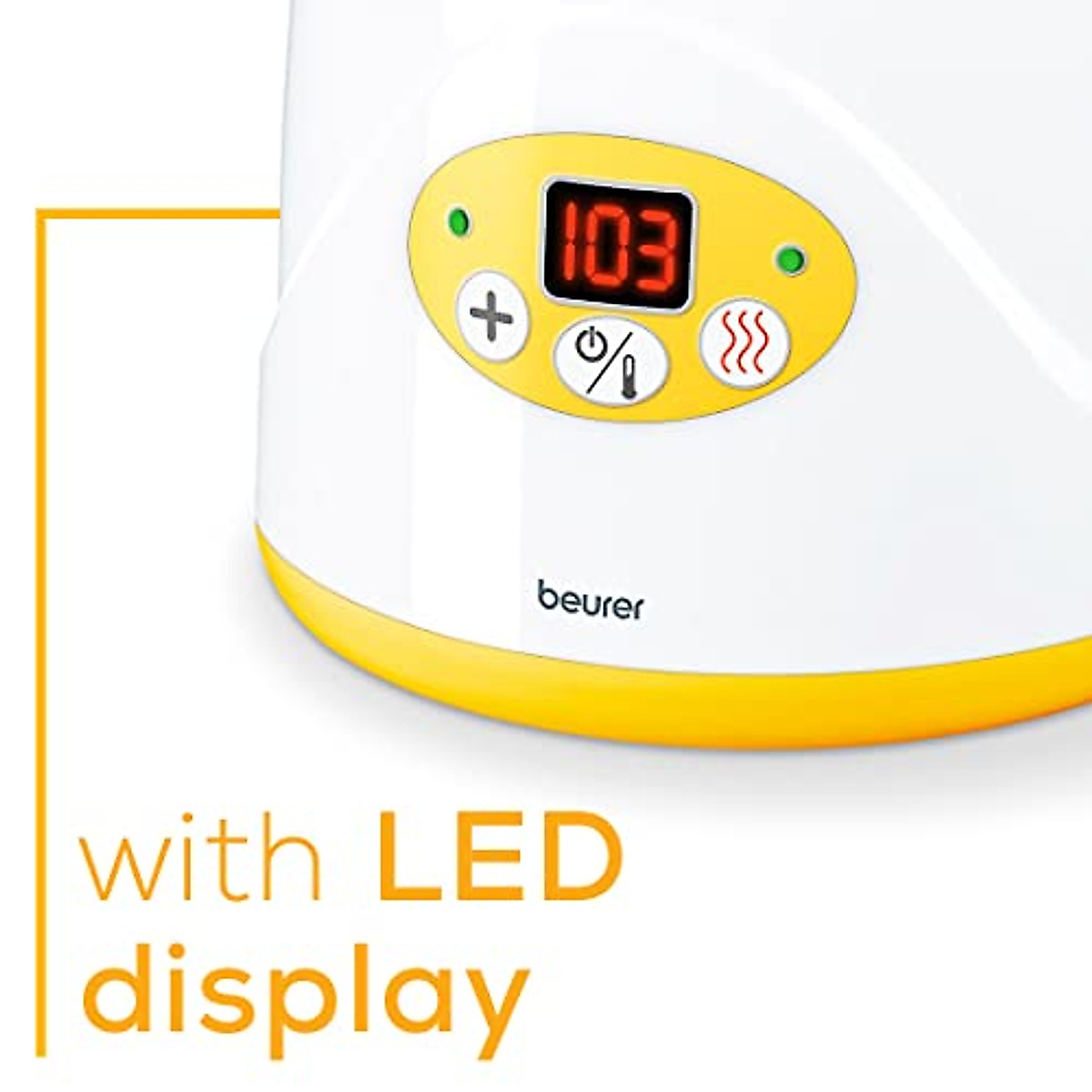 Beurer Baby Bottle Warmer & Food Warmer,BY52 | Portable 2-in-1 Heater with Keep Warm Function for Breast-Milk,Formula & Food | AVENT & NUK Bottles | with Lifter,LED Display,Safety Switch-Off & Cap