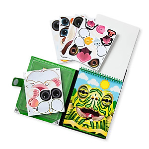 Melissa & Doug On the Go Make-a-Face Reusable Sticker Pad Travel Toy Activity Book – Pet Animals (10 Scenes, 65 Cling Stickers)