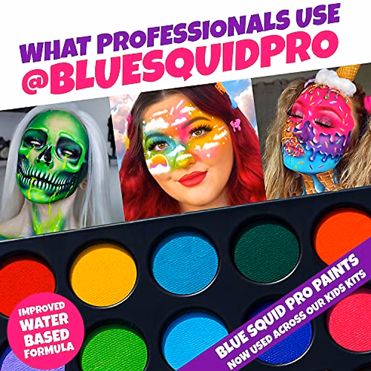 Blue Squid Face Painting Kit for Kids - 22 Color 160pcs Kids Face Paint Kit with Stencils & Book, Halloween Makeup Kit, Professional Face Paint Kids Face Painting Kit Non Toxic Face Paint Kit for Kids