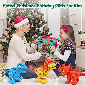 Dinosaur Toys for3 4 5 6 7 8 Year Old Boys, Take Apart Dinosaur Toys for Kids 3-5 5-7 STEM Construction Building Kids Toys with Electric Drill, Dinosaur Toy Party Birthday Gifts for Boys Girls