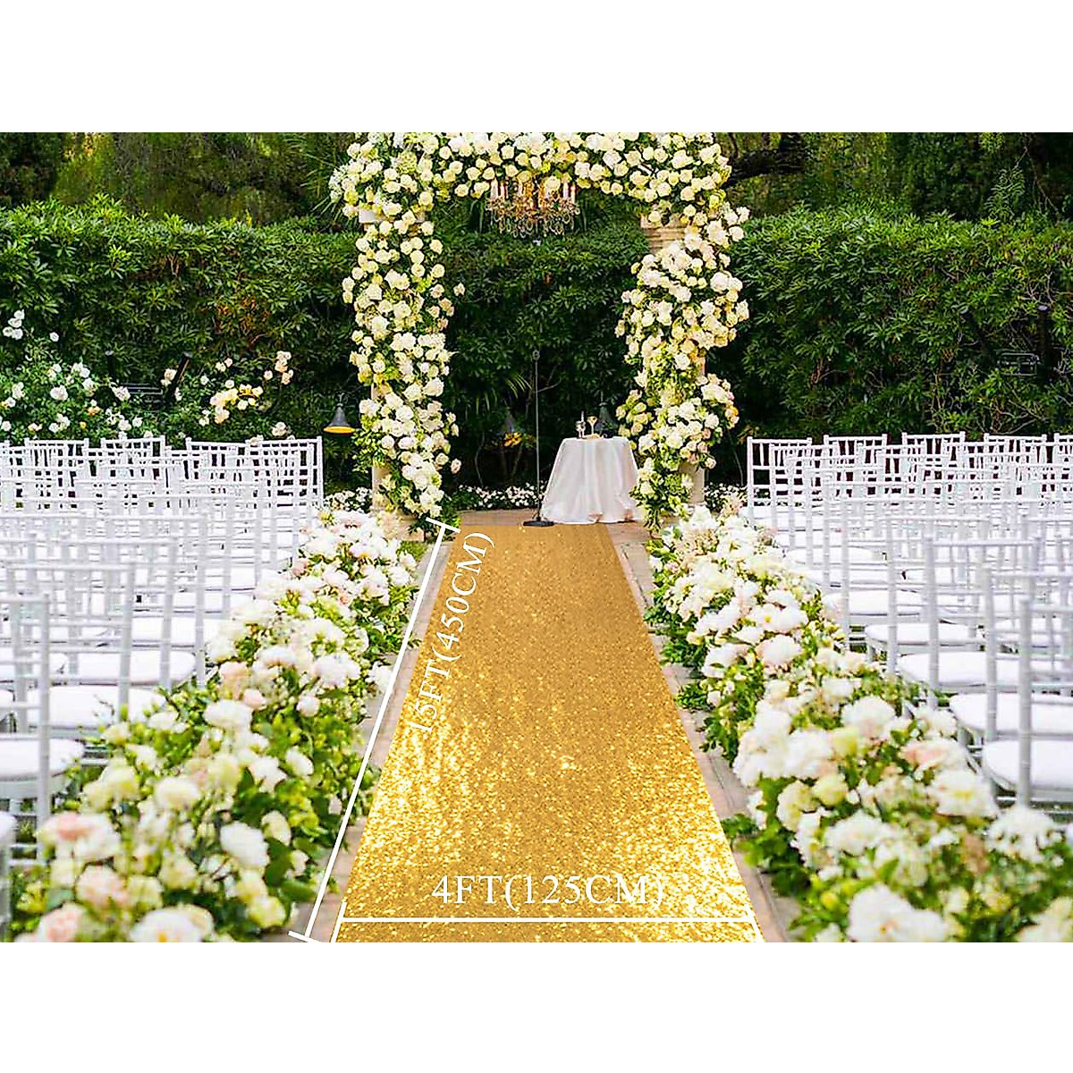 ShinyBeauty Gold Aisle Runner-4FTx15FT-Sequin Aisle Runners Carpet Aisle Runner Outdoor Bridal Aisle Runner Glitter Aisle Runner for Wedding Ceremony (4FTx15FT, Gold)