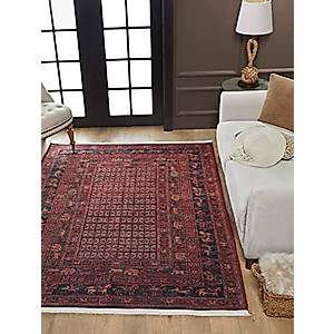 Kilimiz Rugs Washable Rug Premium, Area, Vintage - Traditional, No Feathers, Carpet for Entrance Living, Living Room, Bedroom, Dining, Office, Kitchen - RED-RED 7'10"x11'1"