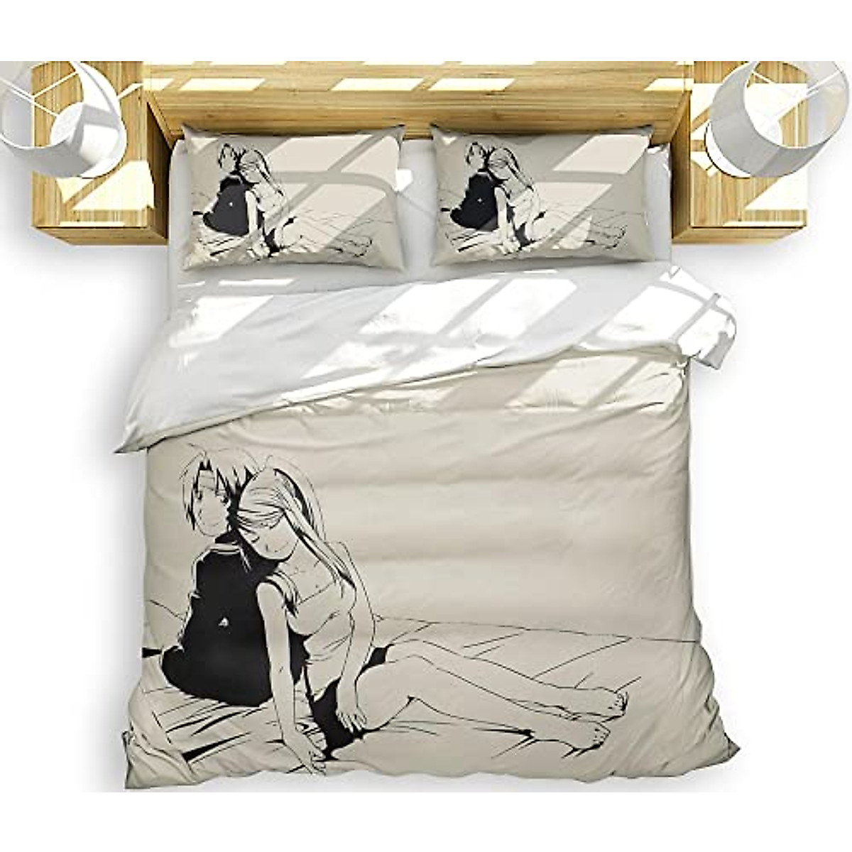 AKARDO Alchemist Anime Edward Duvet Covers Soft Microfiber Washed Duvet Cover Set 3 Pieces with Zipper Closure,Beding Set (19,Full (79"x90"))