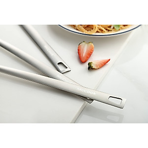 McCook® MC60 Kitchen Utensil Set, Stainless Steel Cooking Utensils Sets, 9-Piece Kitchen Turner, Serving Spoon, Ladle, Skimmer Spoons, Fork, Pasta Server,Spoon Rest and Holder