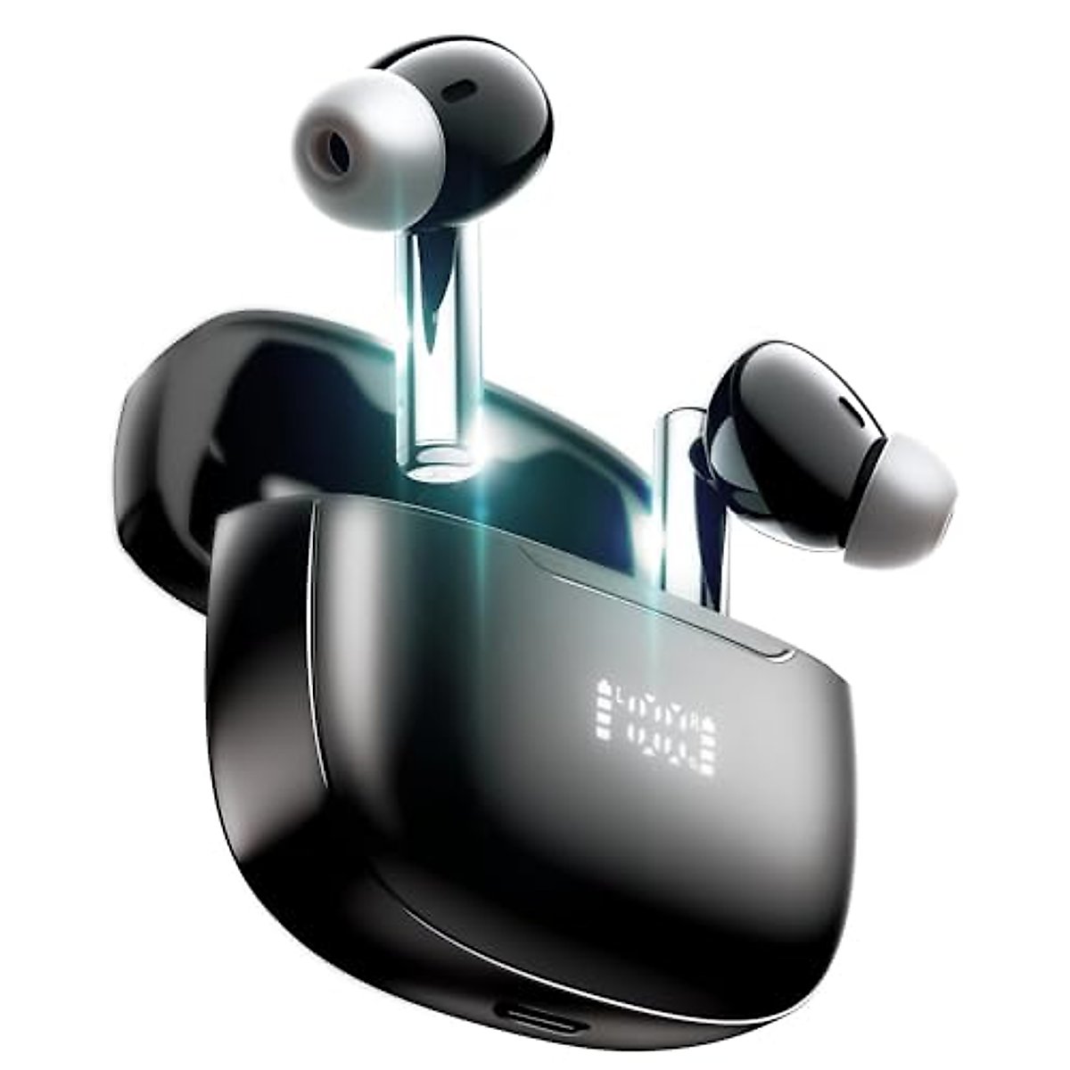 Skysay Wireless Earbuds, 𝟰𝟬dB Active Noise Cancelling Bluetooth Ear Buds (𝗔𝗡𝗖), Bluetooth 5.3 Earbuds with LED Power Display Charging Case, Wireless Headphones with Mic for Phone Laptop (Black)