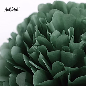 AOBKIAT Wedding Party Decorations Set, 15PCS Green Tissue Paper Pom Poms, Dots Paper Garland String Hanging Backdrop for Engagement, Green Boho Wedding, Baby Shower