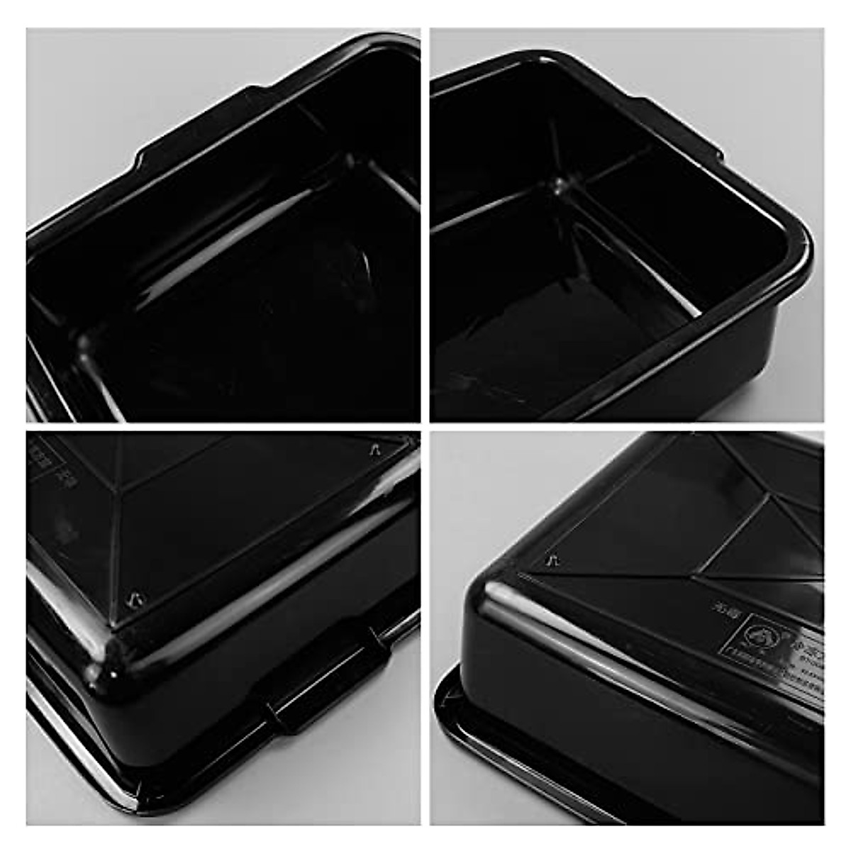 Buyitt 4-Pack 24 L Commercial Bus Box, Plastic Utility Bus Tubs, Black
