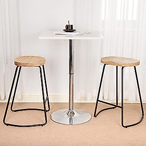 HeuGah Bar Stools, Solid Wood Barstools Set of 2, 26" Counter Height Bar Stools with Metal Leg,Rustic Backless Bar Stools for Kitchen Island,Bar Chairs with Solid Wood Saddle Seat (Burlywood, 26 Inch)