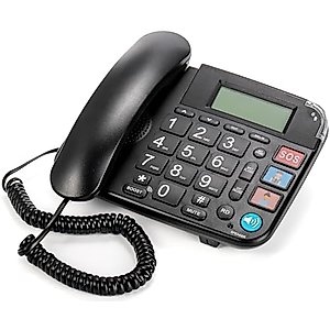 Frcctre Big Button Phone for Senior, SOS Hands-Free Dial Photo Memory Corded Phone, Amplified Large Button Corded Telephone with Speaker for Seniors Elderly Hearing Impaired