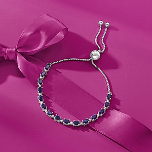 Ross-Simons 4.50 ct. t.w. Gemstone Bolo Bracelet with Diamond Accents in Sterling Silver