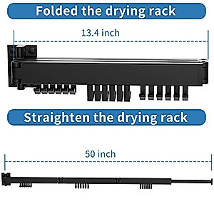 NPPLUS Clothes Drying Rack, Laundry Drying Rack Wall Mount, Metal Collapsible Clothes Hanger Racks, Clothing Drying Rack Foldable for Indoor Balcony, Laundry, Bathroom Space Saver (3 Fold，Hooks)