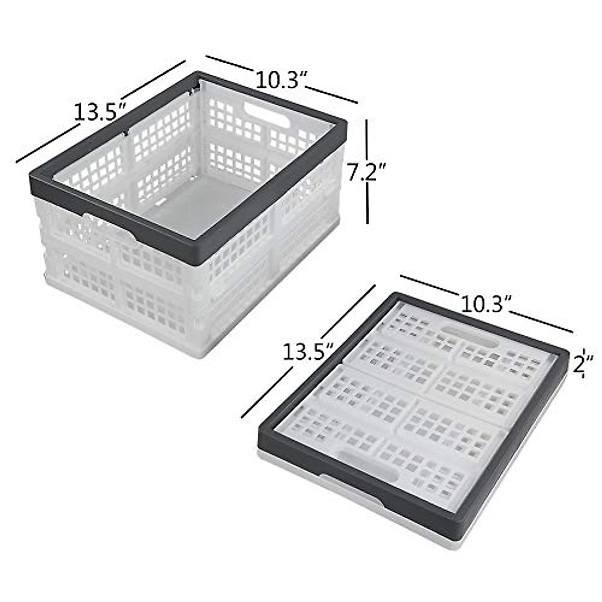 Teyyvn 4-Pack Collapsible Milk Crates, 15L Plastic Stackable Storage Bins Utility Folding Baskets