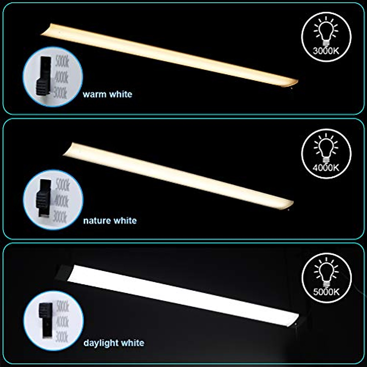 HOLDWILL 2 Pack LED Shop Light,4FT 48W Linkable Utility Integrated Ceiling Lighting Fixture, 3 CCT Selectable 3KK/4KK/5KK Hanging Mount with Pull Chain LED Workbench Light for Workshop