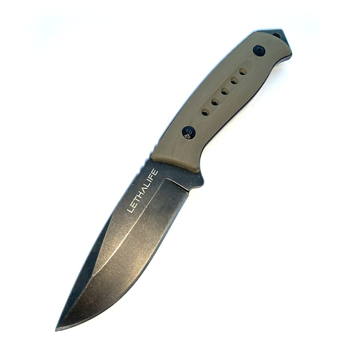 LETHALIFE Tactical Fixed Blade Hunting Knife - Full Tang, Coyote Brown