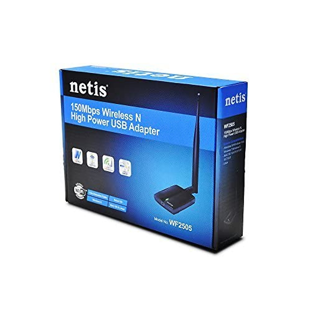 Wireless USB High Power Adapter, 150Mbps Network WiFi Dongle for PC/Desktop/Laptop, 802.11 b/g/n technology, Power Amplifier Support to Boost Wireless Signal, Support Windows 10/8/8.1/7/Vista/XP, Mac OS and Linux, MTK RT3070 Unique Chipset Features (WF250