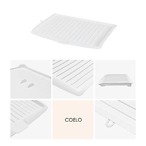 COELO Kitchen Utility Draining Board｜Light Weight, Space Efficient, Dishwashing Water Drainer, Drying Dish Rack Tray for Sink Kitchen Essential Accessory(White)