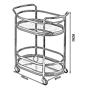 POCHY Multipurpose Catering Trolley Kitchen Trolley Cart Island Rolling Serving Carts Sleek Round Guard Rails 2 Tier Storage Cart Universal Wheels Commercial