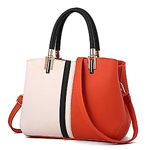SMALLBLUER Women Soft Patent Leather Handbags Ladies Shoulder Evening Crossbody Bags Trendy Hobo Totes Clutches-Orange