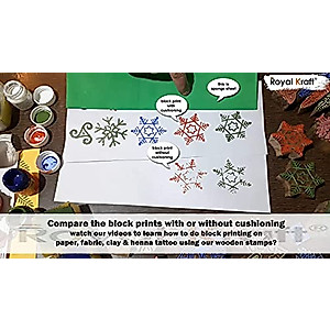 Asian Leaf and Paisley Designs Wooden Block Stamps (Set of 6)