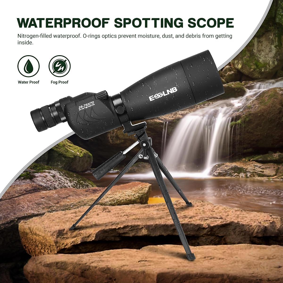 ESSLNB Spotting Scope with Tripod and Phone Adapter BAK4 25-75X70 FMC Target Spotting Scope for Hunting Straight Spotting Scope for Target Shooting Bird Watching