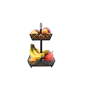 Tablecraft Farmhouse Collection Two-Tiered Fruit Basket, Metallic