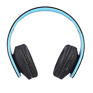 PowerLocus Bluetooth Headphones Over Ear, Wireless Headphones with Microphone, Foldable Headphone, Soft Memory Foam Earmuffs & Lightweight, Micro SD/TF, FM Radio for iPhone/Android/Tablet/PC/TV (Blue)