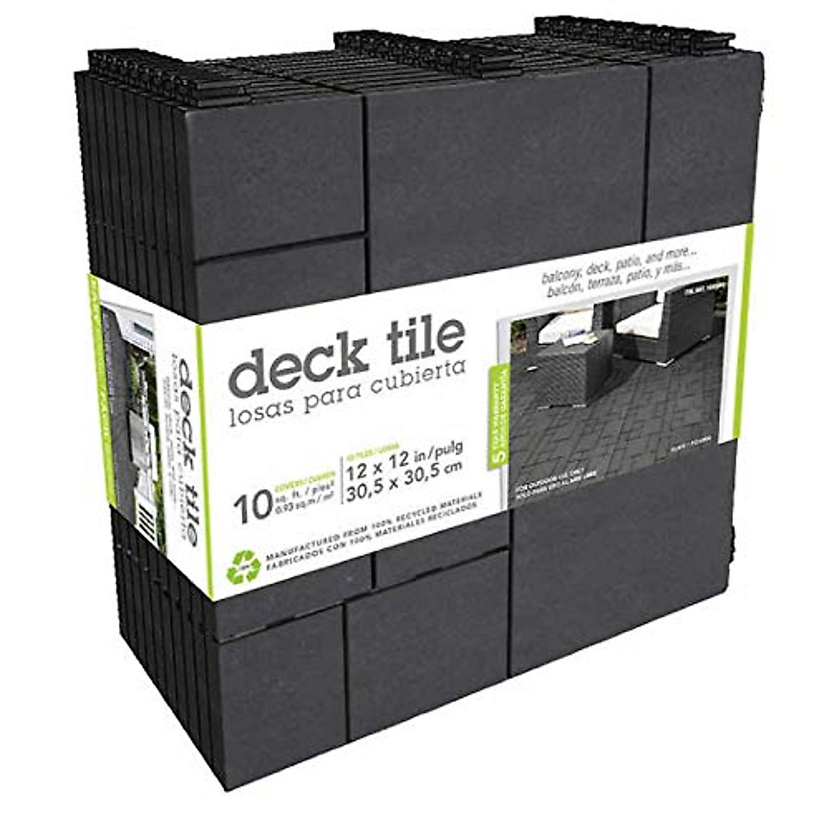 Multy Home Deck Tile 12" x 12" Mosaic, Slate (10 Pack)
