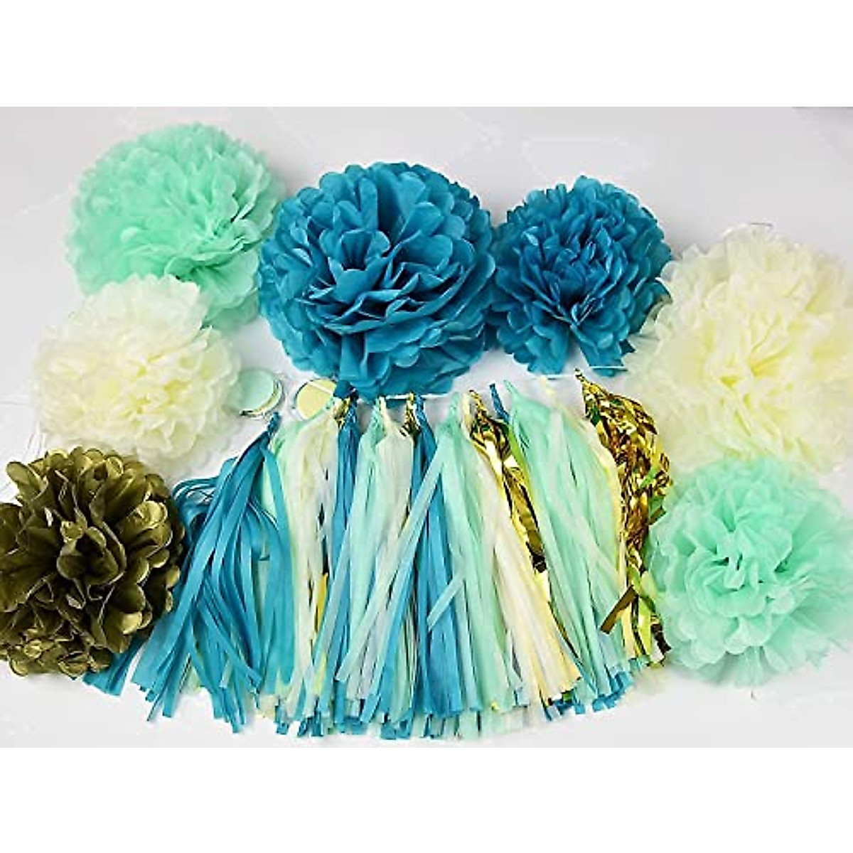 Teal Gold Birthday Party Decorations for Women Qian's Party Teal Mint Gold Bridal Shower Decorations/Teal Gold Wedding /Bachelorette/Baby Shower Decorations/Teal Mint Gold Birthday Party