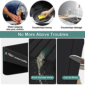 Silicone Sink Edge Protector ＆ Splash Guards - 4 IN x 20 IN Countertop Protectors for Kitchen Sink Bathtub Sink, Upgrade 5° Sink Counter Protector Countertop Splash Guard (Black)