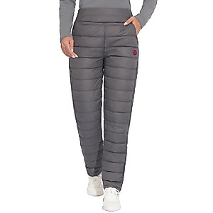 Little Donkey Andy Women's Down Pants Lightweight Insulated Puffy Sweat Pants High Waist Warm Puffer Quilted Trousers for Women Snow Winter Outdoor Camping Running Golf Jogging Hiking, Grey, X-Large