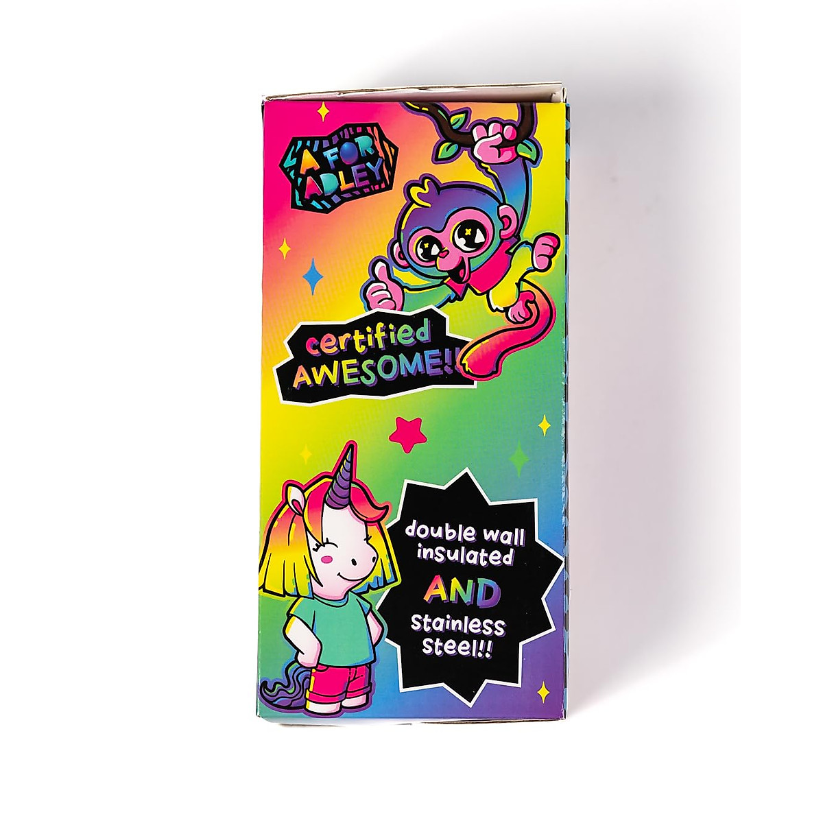 A FOR ADLEY Merch Official Product Adley's Super Cold and Colorful Neon Rainbow Water Bottles For Fun, School, Travel or Anytime You Would Want a Cold Drink (Neon Pink)