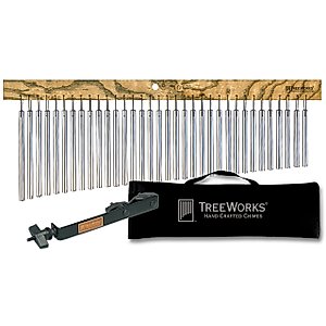 TreeWorks Chimes Complete Chime Set with Mounting Bracket and Bag — MADE IN U.S.A. — Large Single Row, Tennessee Hardwood (TRE35KIT)