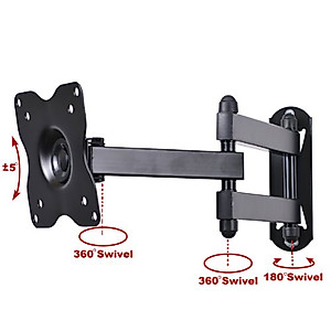VideoSecu ML12B TV LCD Monitor Wall Mount Full Motion 15 inch Extension Arm Articulating Tilt Swivel for Most 19"-31" LED TV Flat Panel Screen with VESA 100x100, 75x75 1KX
