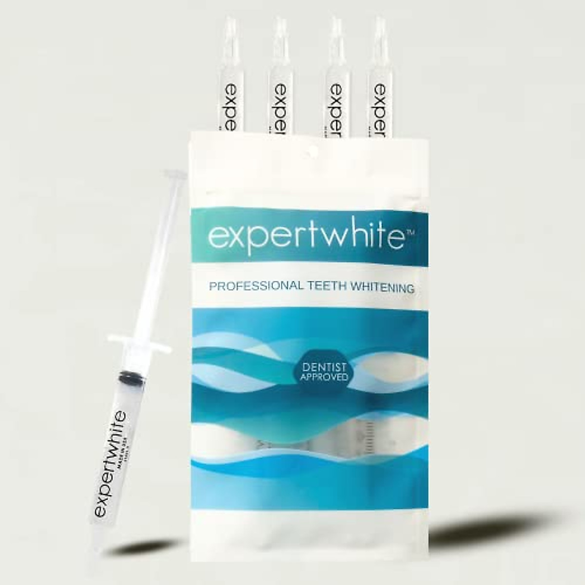 Expertwhite Teeth Whitening Gel Refills (6-gels). Made USA. 44 percent Carbamide Peroxide Tooth Bleaching Gel bleach For Invisalign style trays, Dental Grade Tooth Whitener. 6 syringes