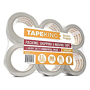 Tape King Clear Packing Tape - 60 Yards Per Roll (6 Refill Rolls) - 2 Inch Wide Stronger 2.7mil, Heavy Duty Sealing Adhesive Industrial Depot Tapes for Moving Packaging Shipping, Office & Storage