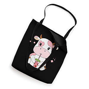 Strawberry Milk Cute Kawaii Aesthetic Pink Cow Print Tote Bag