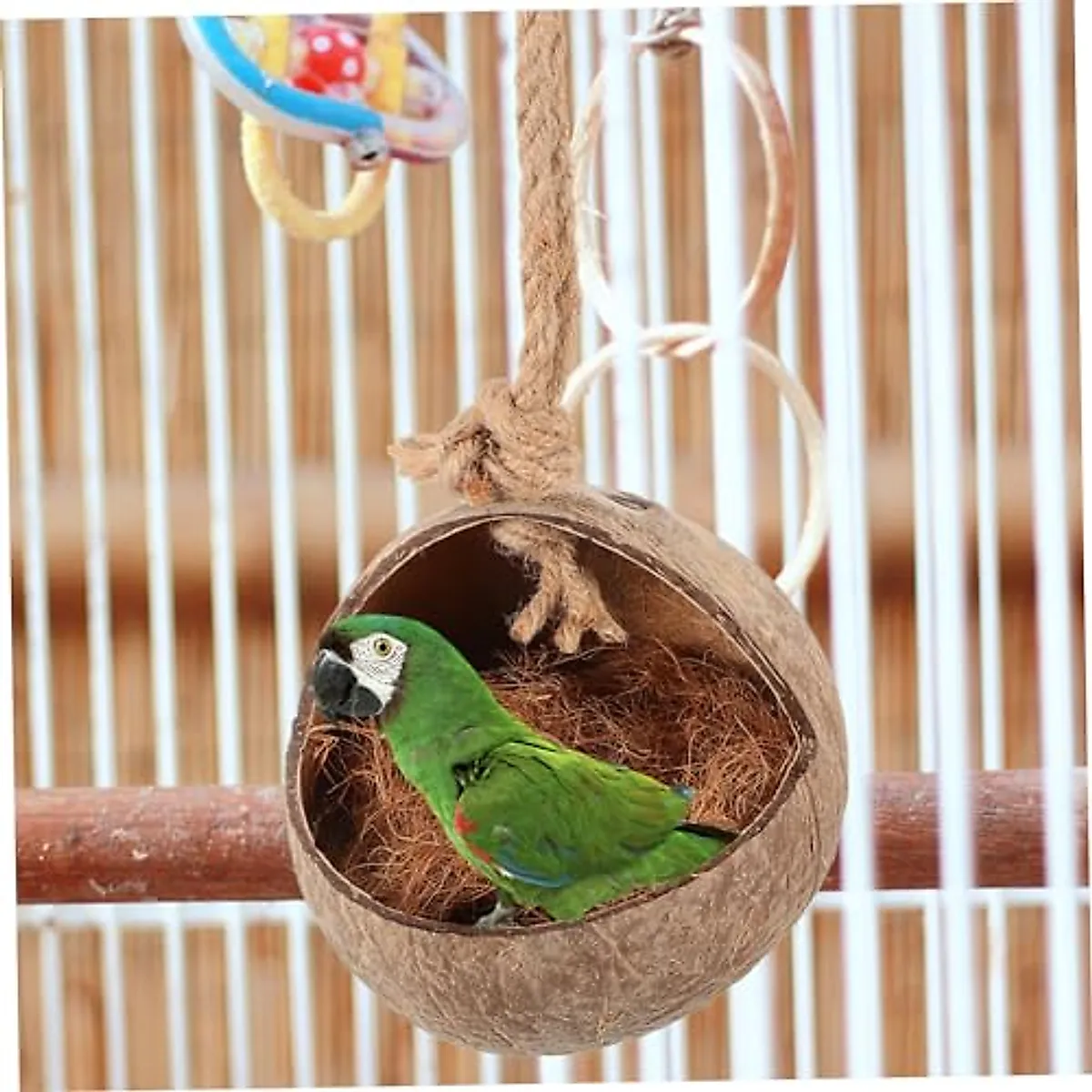 balacoo Coconut Shell nest Parrot Hammock Hamster Hammock Suspending Bird Hammock Bird House Parrot Supply Bird Coco Swing Parrot Sleeping Hammock Bird Sleeping Nest The Bird's nest Bed